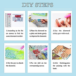 ZuoAnLF 6 Pack Diamond Painting Kits with 3 Magnetic Black Frames, Diamond Art Kit for Beginners DIY Full Drill Gem Art, Magnetic Diamond Painting Frames 30x40cm/12 x 16 Inch