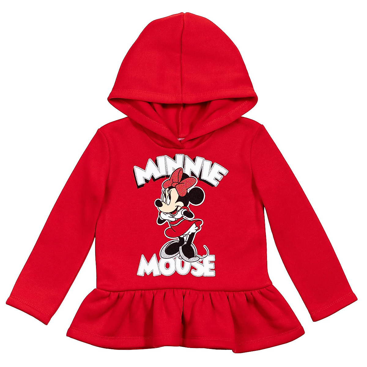 Disney Minnie Mouse Infant Baby Girls Fleece Pullover Peplum Hoodie Leggings Set Red 18 Months