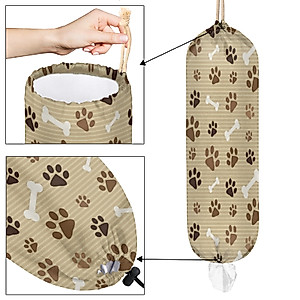 Animal Paw Print Plastic Bag Holder, Dog Footprint Grocery Bag Storage Holder Hanging Garbage Shopping Bag Trash Bags Organizer for Kitchen Home