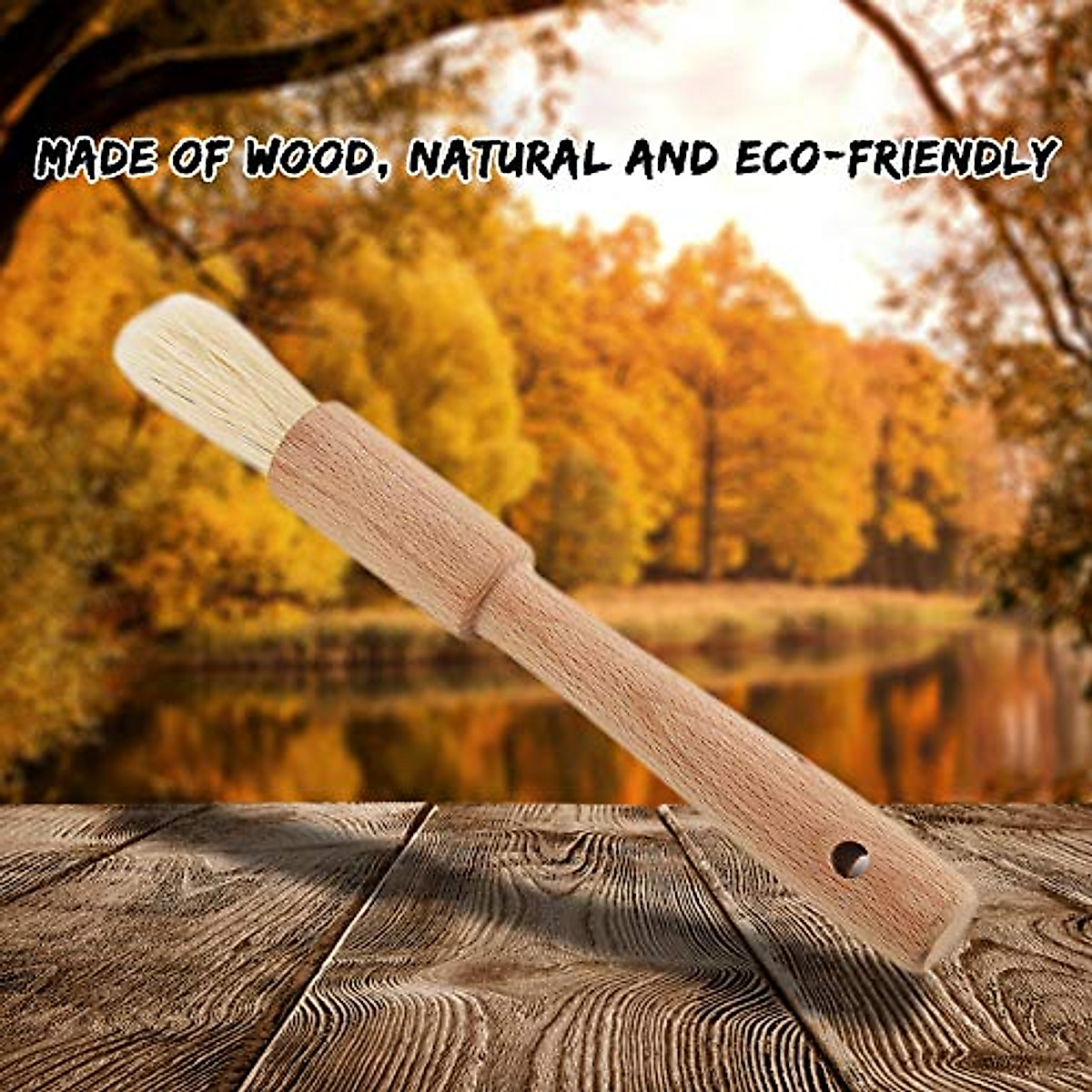 Wooden Barbecuing Brush Oil Basting Baking Brush Oil Sauce Butter Kitchen Tool(Round Handle)