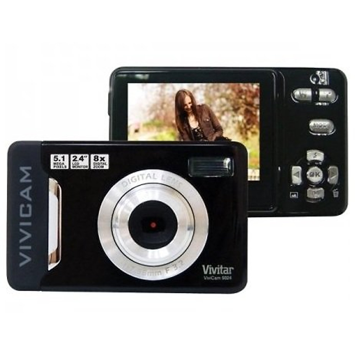 Vivitar Vivicam 5024 5.1MP Digital Camera, 8x Digital Zoom, 2.4" Screen, SD Card, Black