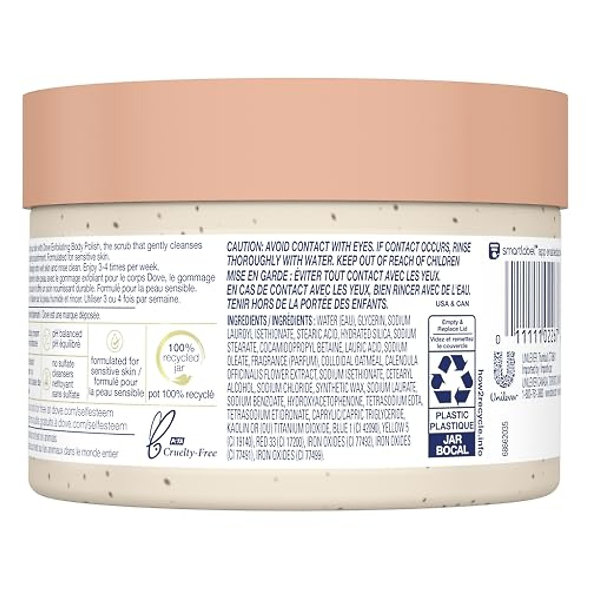 Dove Exfoliating Body Polish Scrub for Silky Skin Oatmeal & Calendula Oil Body Scrub Exfoliates & Gives Lasting Nourishment 10.5 oz
