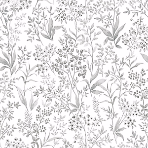 Cohoo Home Leaf Wallpaper Peel and Stick Wallpaper Boho Leaves Contact Paper for Cabinets and Drawer 17.3“×118” Gray White Floral Self-Adhesive Removable Wallpaper Bedroom Bathroom Waterproof Neutral
