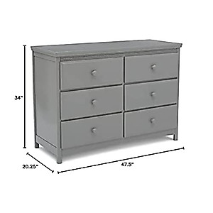 Delta Children Emerson 6 Drawer Dresser, Greenguard Gold Certified, Grey