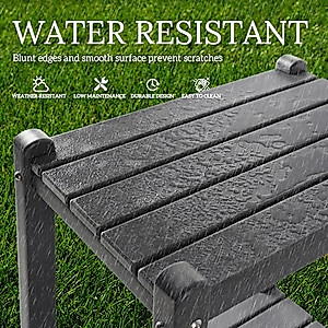 WestinTrends Malibu 36" Outdoor Adirondack HDPE 2-Tier Patio Side Table, Teak