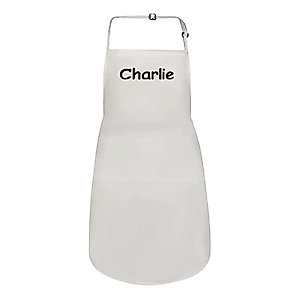 Personalized Aprons for Men and Women - Custom Apron with Embroidered Name - Unisex White Apron with Pockets for Kitchen Cooking Baking Restaurant BBQ Painting Crafting