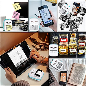 TVAIGER Portable Mini Printer, Inkless Thermal Sticker Printer, Wireless Bluetooth Photo Printer with 6 Rolls Printing Paper for Sticker, Label, Text Memo, Receipt, Photo Printers (Blue)