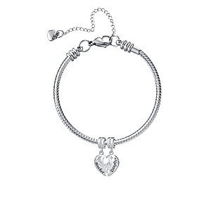 MZC Jewelry Mother and Daughter Heart Charm for Pandora Bracelets