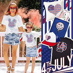 4th of July HTV Vinyl Bundle: Patriotic Heat Transfer Vinyl Red White Blue HTV Iron on Vinyl 10 Pack 12x10 Inch American Flag Pattern Sheets for Cricut