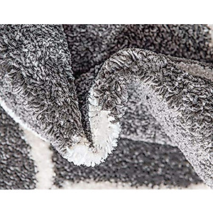 Unique Loom Trellis Frieze Collection Area Rug - Rounded (5' x 8' Oval, Dark Gray/ Ivory)