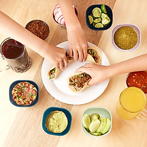 SHECIPIN 12 Pack Mini Square Dinnerware Bowls for Kids 4.5 OZ Unbreakable Wheat Straw Dipping Bowls, Small Bowls Perfect for Prep, Nuts, Candy, or Dips(Multicolor)