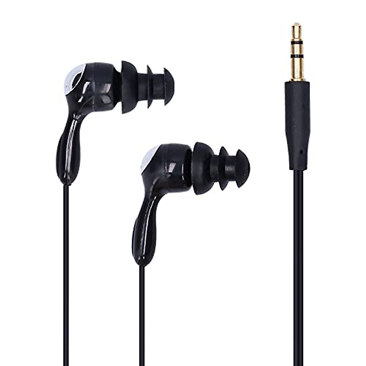 PUSOKEI Short Cord Waterproof Headphone, IP68 Waterproof Shortline in-Ear Tree Earplugs Waterproof Earphone Suitable Fit for Swimming Surfing Running(Black)