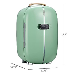 HOMCOM Portable Skincare Fridge, 12L Mini Fridge for Bedroom, Office, Dorm and Car, Thermoelectric Cooler and Warmer Refrigerator for Beauty, Makeup and Cosmetics, Green
