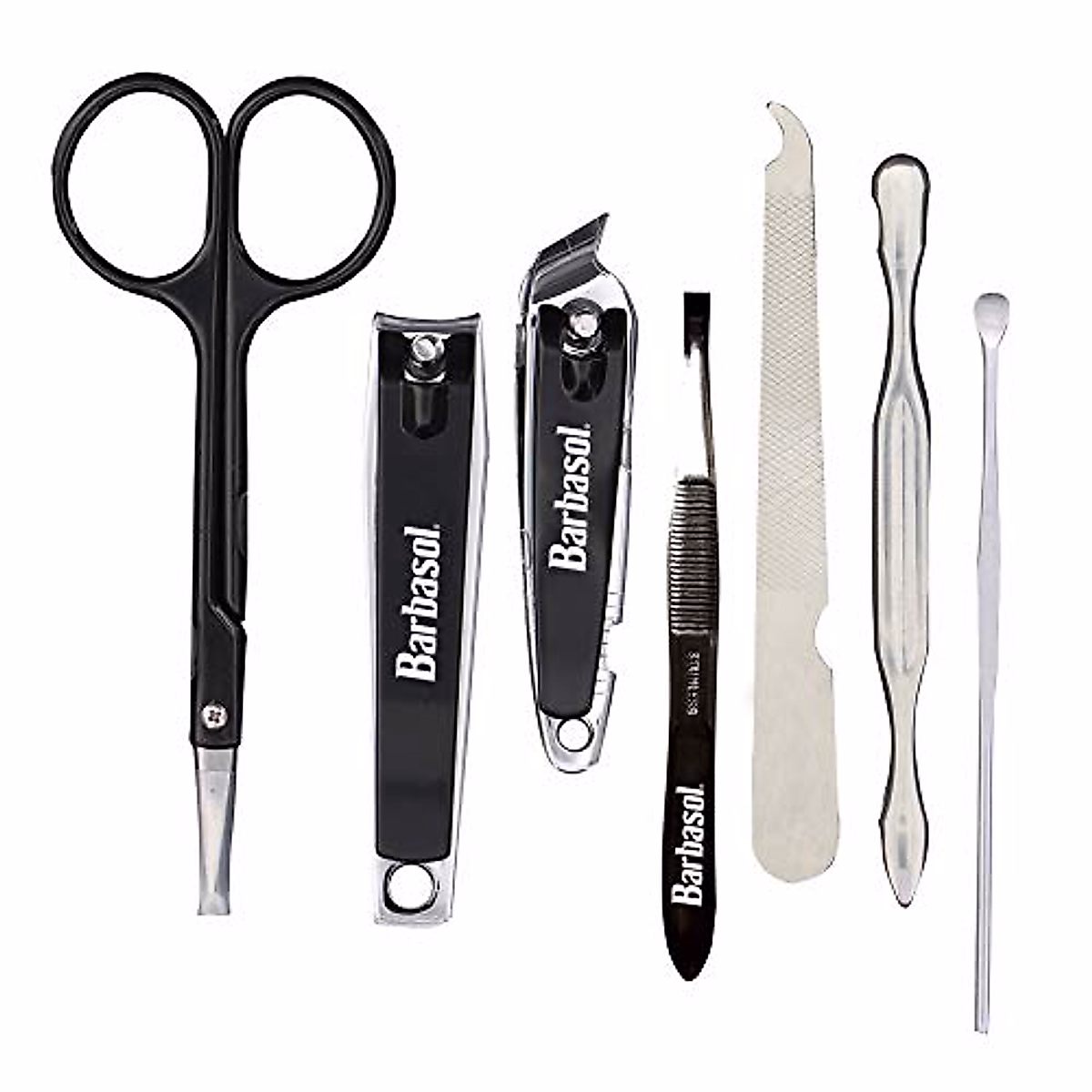 Barbasol 8 Piece Travel Manicure Set with Scissors, Nail Clippers, Nail File, Tweezers, Cuticle Pushers and Travel Case