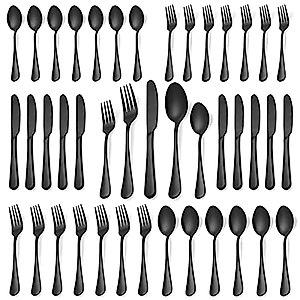 20 Piece Matte Black Silverware Set Service for 4,Stainless Steel Flatware Set,Kitchen Tableware Set,Cutlery Set for Home and Restaurant,Include Knife Fork Spoon Set,Satin Finish,Dishwasher Safe