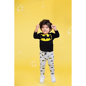 DC Comics Justice League Batman Newborn Baby Boys Bodysuit Pullover T-Shirt and Pants 4 Piece Layette Set Dark Multipack 6-9 Months