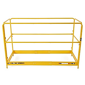 MetalTech Versatile 6 Foot Metal Guardrails System Accessory Baker Style for Select Jobsite Series Scaffolding Platform with Non Slip Deck, Yellow