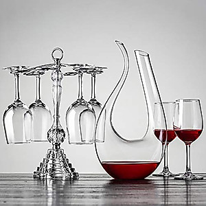 XINDAM 6 Hook Design Tabletop Stemware Rack/Rotate 6 Wine Glass Storage Holder Stand Air Drying Rack，Perfect for Bar, Wine Cellar, Basement, Cabinet, Pantry, etc