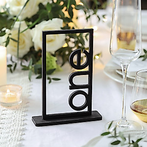 Black Wooden Wedding Table Numbers - Pure letter-Style Hollow Table Numbers with Holder Base for Wedding Event Party Reception (Black 1-10)