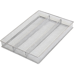 Ybm Home Silver Mesh Cutlery Holder In-drawer Utensil Flatware Organizer/tray Size Width 11" Length 16" Height 2" (3-compartment)