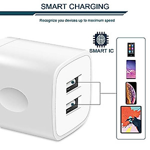 European Travel Plug Block, Wall Charger Power Adapter for Europe Adaptor, 2.1A Dual Port USB Cube Fast Charging Box Base Brick for iPhone 13 Pro Max 12 11 XR XS X/8/7, US American to Europe Converter