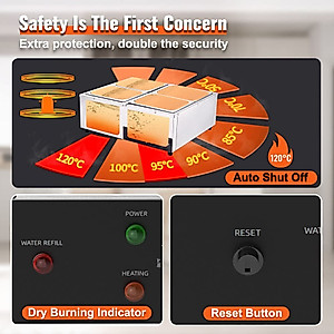 Commercial Food Warmer, 4-Pan Electric Steam Table with 12QT Pans, Stainless Steel Countertop Buffet Bain Marie