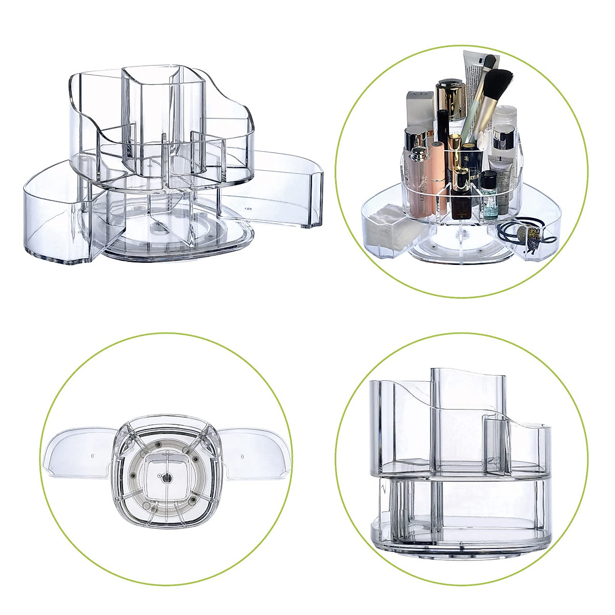 Homhope 360 Rotating Makeup Organizer, Acrylic Cosmetic Storage Display Case,Bathroom Counter Organizer,Skin Care Rack for Vanity,Clear Holder for Makeup Brush,Lipstick