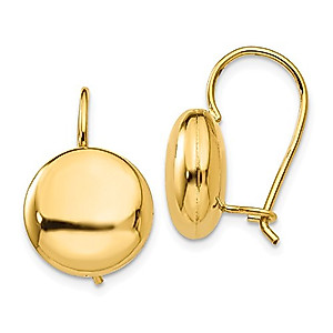 14K Yellow Gold 12mm Button Stud Earrings