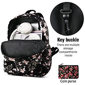 Sinpooo Canvas Backpack ,Washable Recycle Cotton 15.8 Inch Backpack Purse for Women Fashion, College Back Pack Bag for Women Daypack Travel Business Work Bag(Flower)