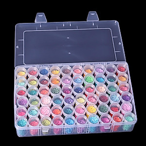 MIAO JIN 60 Grids 5D Diamond Painting Box Portable Clear Storage Containers With Label Stickers and Lids for Beads Seeds Glitter Rhinestones Jewelry Diamond Dots Crafts DIY Accessories(60 Jars)