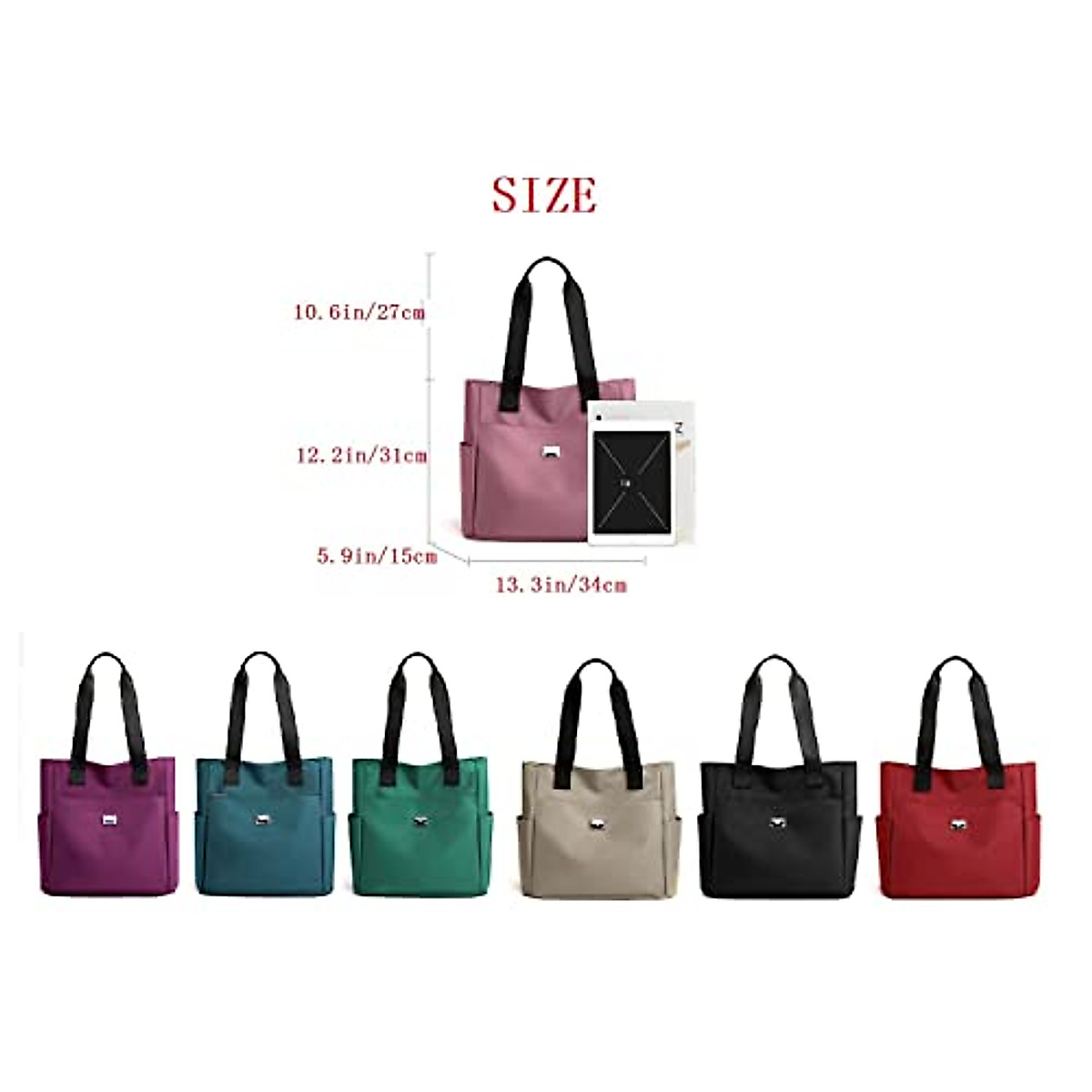 Large Capacity Nylon Bag, Women Tote Bags, Fashion Shoulder Bag, Crossbody Handbag With Pockets, for Everyday Work Travel (Pink)