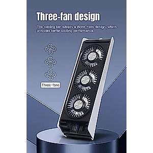 PS5 Cooling Fan, Horizontal PS5 Cooler Fan with LED Light, Comaptible with PS5 Digital Edition or Discs Edition