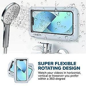 Shower Phone Holder Waterproof, Coral Universe with 3 Adhesive Mounts Multi-use Phone Case for wall Bathroom/Mirror/Kitchen/Livingroom Wall Mount Anti-fog Case sensitive Touch Screen