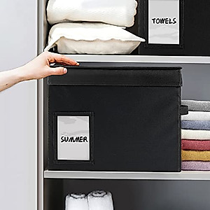 ZOOS Storage Bins with Lids and Handles, 2 Pack Large Collapsible Storage Bins for Clothes, Fabric Storage Boxes Organizer Containers with Cover for Home Bedroom Closet Office, 15.4x8.1x12.2in