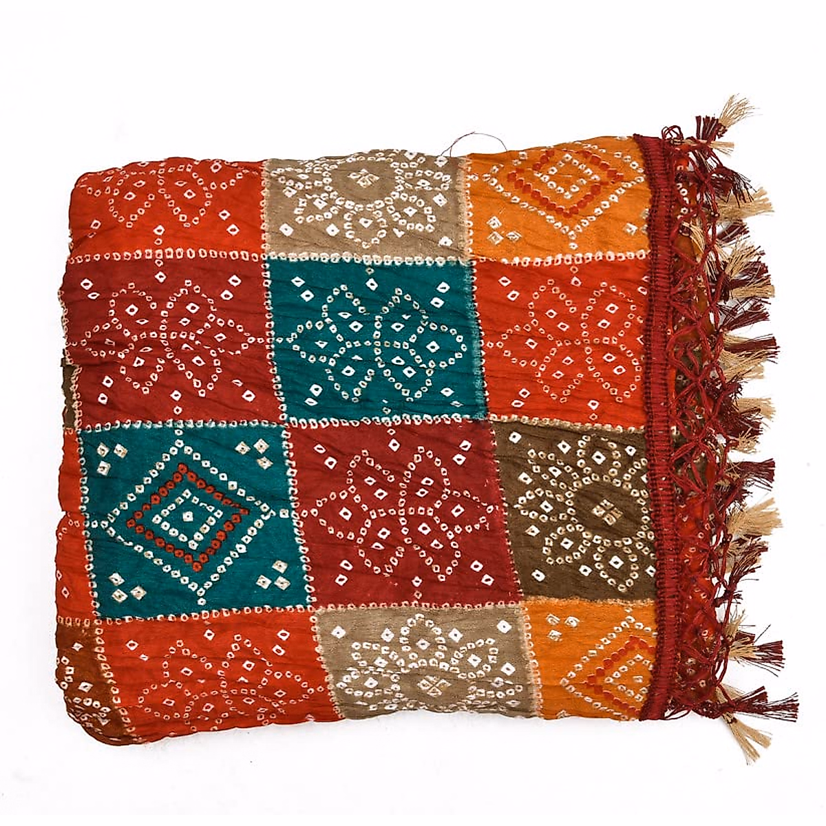 SANZARI Women Rajasthani Traditional Silk bandhej dupatta 2.25mtr (Color: Multicolor)