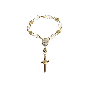 One Decade Czech Cristal Saint Benedict Car Rosary Rearview Mirror Handmade