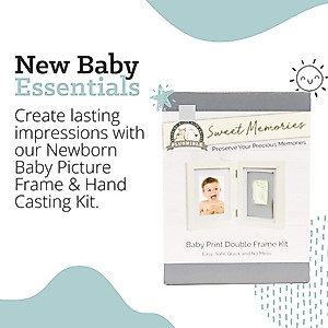 PLUSHIBLE Baby Handprint Footprint Keepsake Kit – Personalized Casting Kit with Picture Frame, Ideal for New Moms, Grandmas, and Baby Registries, White Hinge Frame