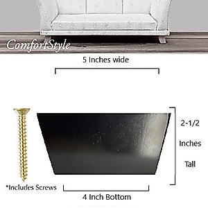 ComfortStyle Furniture Legs, Chair Couch Feet Replacement, Set of 4 Wood Sofa Corner Feet, 2-1/2" Tall by 5" Wide Triangle, Parent (Dark Espresso)