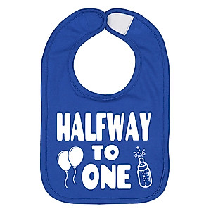 Aiden's Corner Handmade Cute Baby Boy Girl Half Birthday Bibs - Halfway To One (Royal)