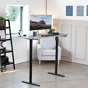 VIVO Compact Electric Stand Up Desk Frame for 39 to 80 inch Table Tops, Single Motor Ergonomic Standing Height Adjustable Base with Memory Controller, Black, DESK-E151EB