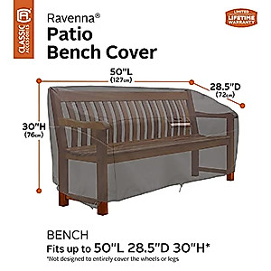 Classic Accessories Ravenna Water-Resistant 50 Inch Patio Bench Cover, Patio Furniture Covers