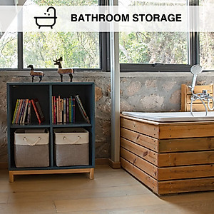 Oterri 6 Pack Foldable Storage Cubes, 13x13 Inch Fabric Bins, Decorative Storage Baskets for Home, Shelves, Nursery Organizers, Grey/White