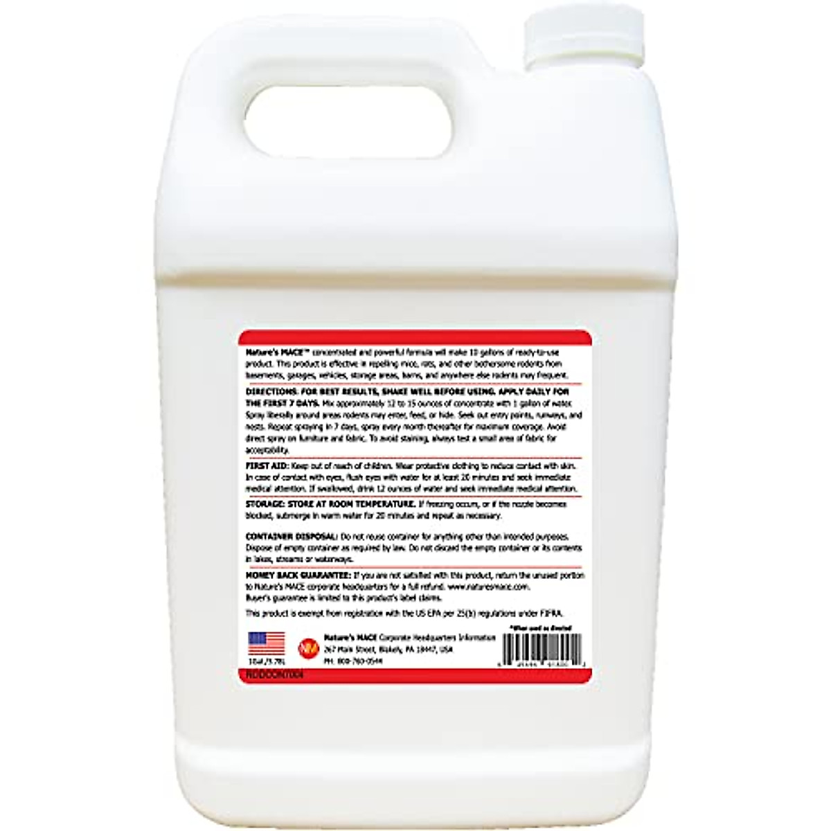 Nature’s MACE Rodent MACE 1 Gal Concentrate/Covers 87,000 Sq. Ft. / Repel Mice & Rats/Keep mice, Rats & Rodents Out of Home, Garage, attic, and Crawl Space/Safe to use Around Children & Pets