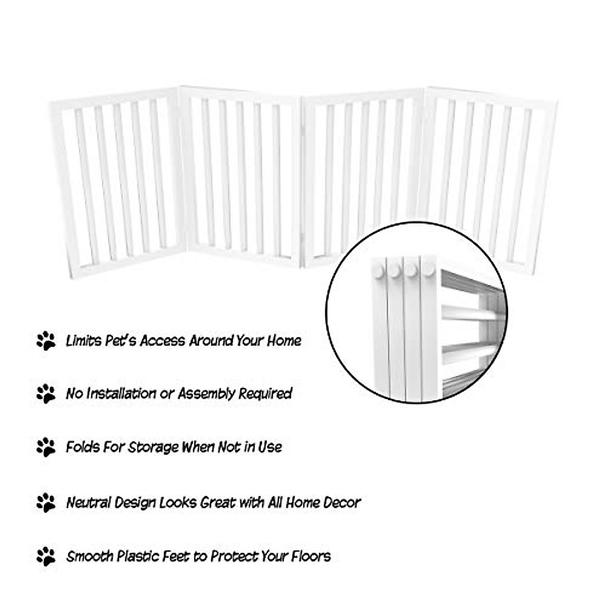 PETMAKER Freestanding Pet Gate - Wooden Folding Fence for Doorways, Halls, Stairs & Home - Step Over Divider - Great for Dogs & Puppies