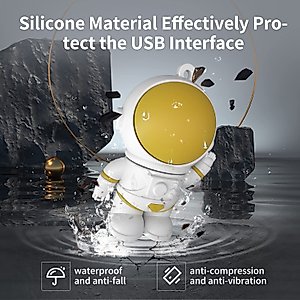 Astronaut Series USB Flash Drive for Kids, Bilious 8GB Thumb Drives Bulk 5 Pack, Portable Memory Stick U Disk with Bead Chain, Waterproof Jump Pen Drive for Storage and Backup