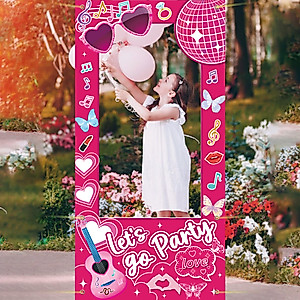 Girls Birthday Backdrop Decorations,Taylrswtie Pink Photo Booth Props Barbis Doll Theme Decor Let's Go Bachelorette Party Background for Girls Birthday Bridal Shower Pink Party Supplies
