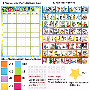 Youngever Reward Chart, Responsibility Chart, Magnetic Chore Chart,"Way to Go" Behavior Chart for Kids with 75 Behavioral Chores, 17.5 x 13.5 Inch