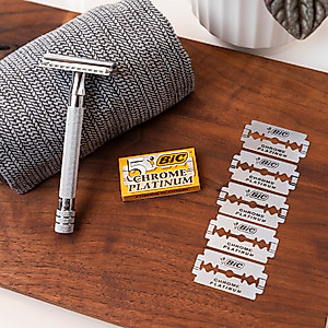 50 BIC Double Edge Razor Blades Chrome Platinum