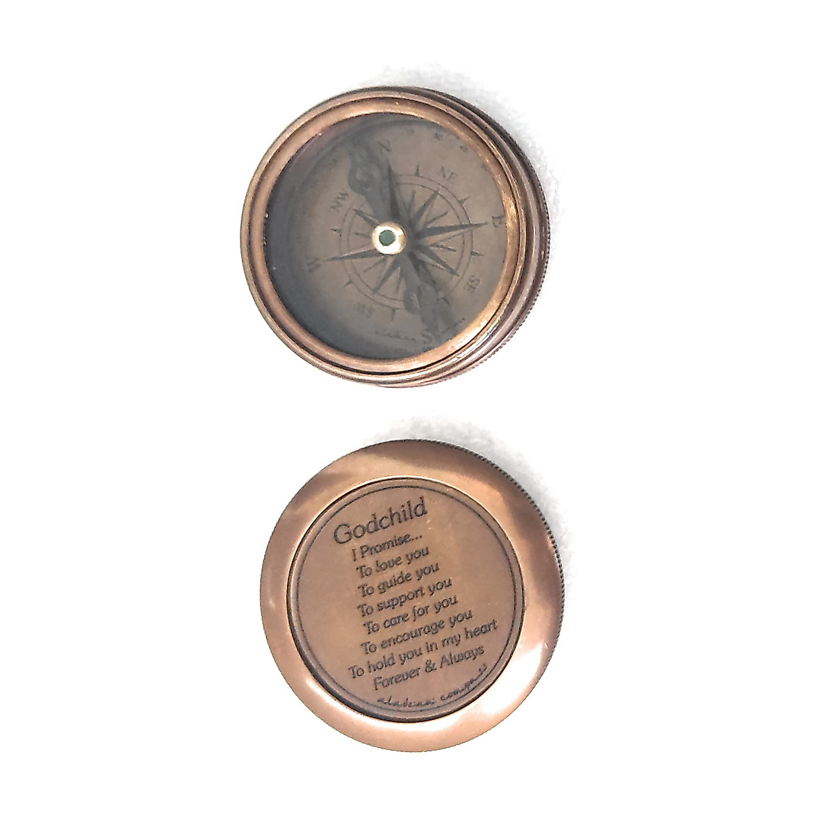 Gift for Godchild Compass | Godson Goddaughter - I Promise to Love You Baptism Gifts Christian Communion Confirmation Christmas Birthday Gifts for Boys Girls Kids (with Leather Case)