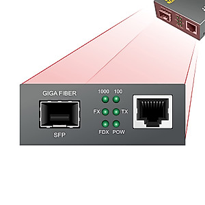 Gigabit Fiber to Ethernet Media Converter, OPTONE RJ45 Port 10/100/1000Base-Tx to 1000Base-LX Included SFP LX Transceiver SMF LC up to 20KM